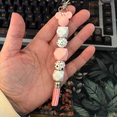 Mouse Keychains / Mouse Ear Keychain Gift / Mouse Ear Beaded Silicone ...