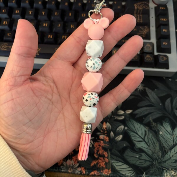 Mouse Keychains / Mouse Ear Keychain Gift / Mouse Ear Beaded Silicone ...