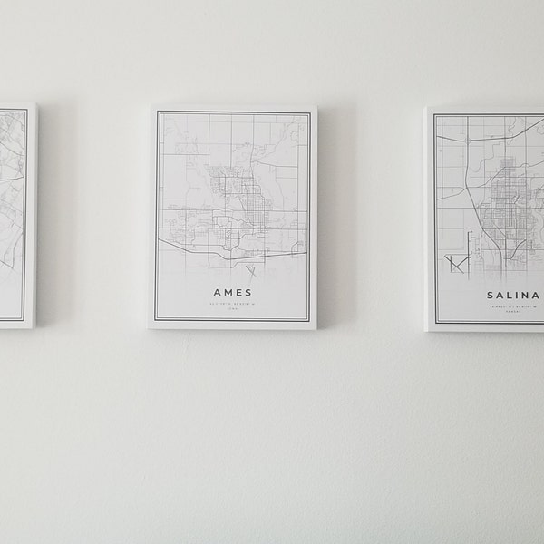 Set of 3 ANY CITY Map Posters, Personalized Map Prints, Custom ...