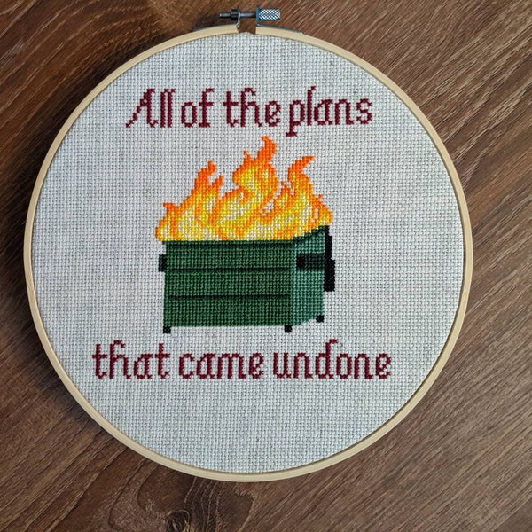 Dumpster Fire Cross Stitch Pattern, Subversive Embroidery, Funny ...