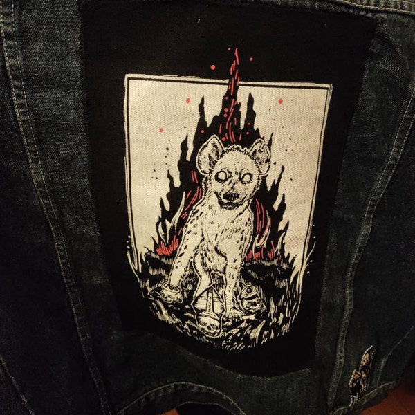 Hyena Patch - Pope, King and Cop Skulls With Flames - Black, White and ...