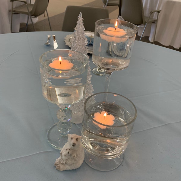 Set of 10 White Snowflake Floating Candles Dinner Party Wedding ...