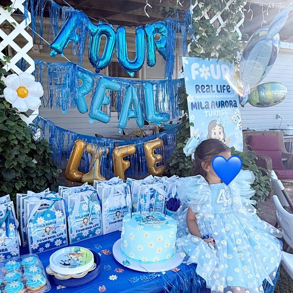 Four Real Life Letter Balloon Kit Bluey 4th Birthday Party Decorations ...