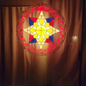LED Philippine Flag Tala Combination Capiz Parol Philippines Christmas ...