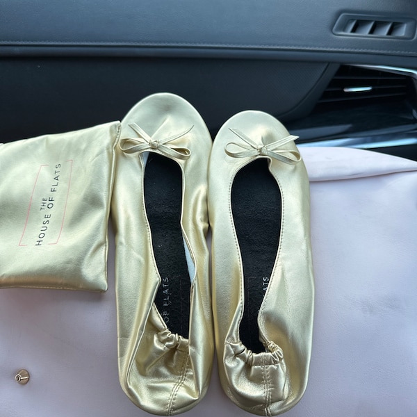 Gold, Foldable Ballet Flats, Bridesmaids, Bridesmaid Gift, Bridesmaid ...