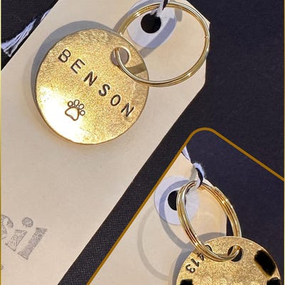 Custom Hand Stamped Dog Tags Simple Handmade Pet Id Tag Metal Circle ...