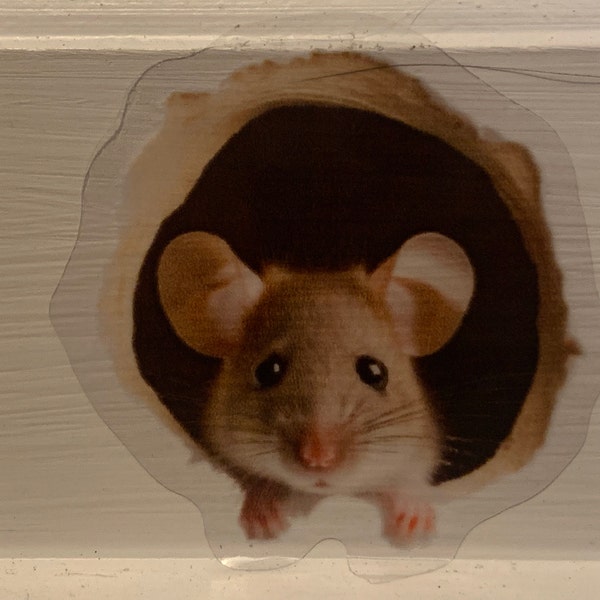 Mouse Vinyl Sticker, Mouse Hole Decal Sticker for Wall, Nursery Mouse ...