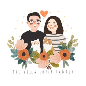 Family Tree Illustration Couple Portrait Couple | Etsy