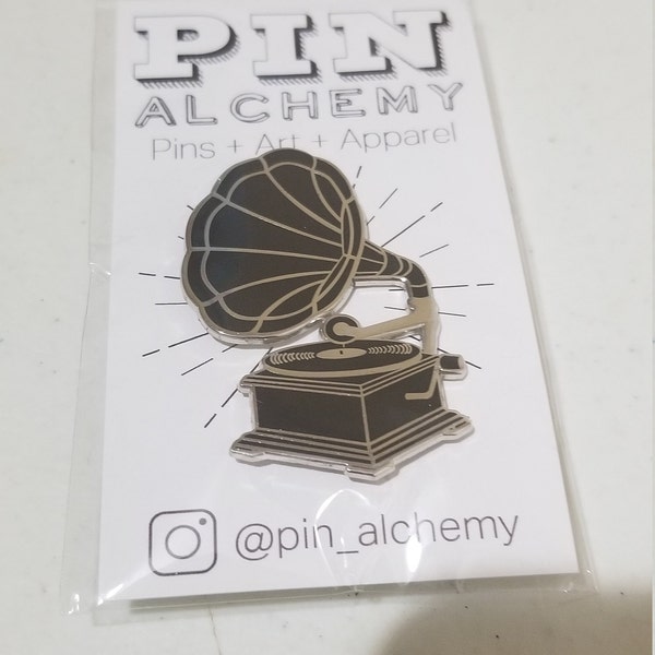 Phonograph Pin - Enamel Pin- Retro Music Pin - Lapel Pin - Gramophone ...