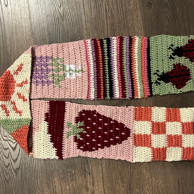 CROCHET PATTERN: Cottagecore Scarf Crochet Pattern 14 Patchwork Crochet ...