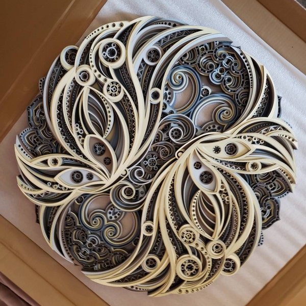 Handmade Mandala Laser Cut Wooden Wall Art Divine Light by STEREOWOOD ...