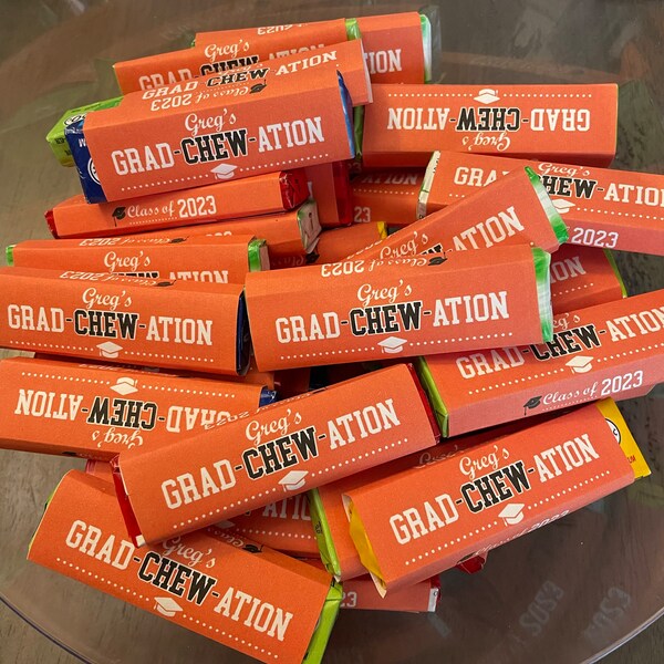 Grad-chew-ation | Graduation Party Favor | Custom Gum Wrapper ...