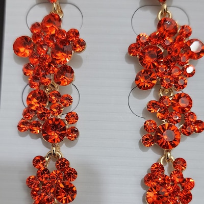 Bright Orange Earrings Orange Crystal Earrings Tangerine - Etsy