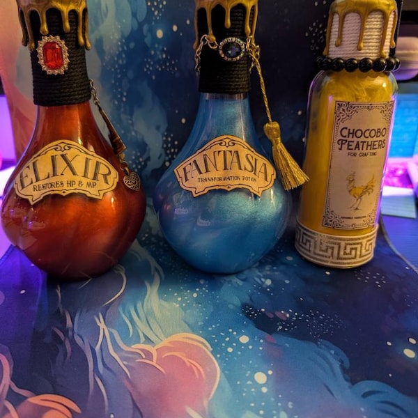 FINAL FANTASY Inspired ELIXIR Potion Bottle With Magical Swirling ...