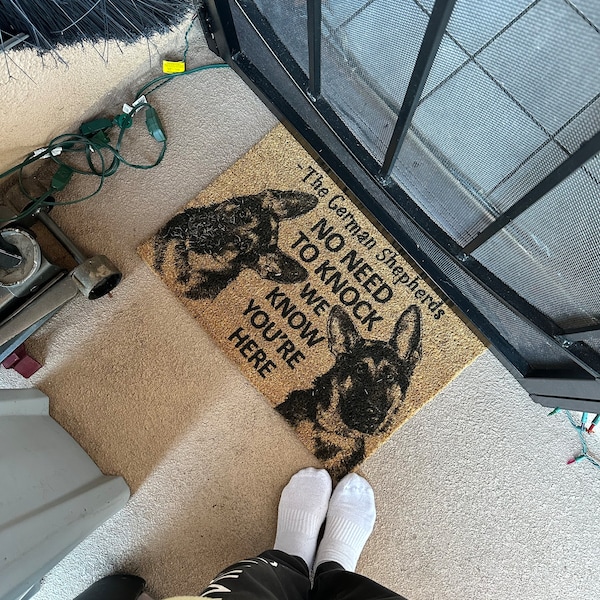 The German Shepherds Door Mat, We Know You ARE Here Dogs Door Mats ...