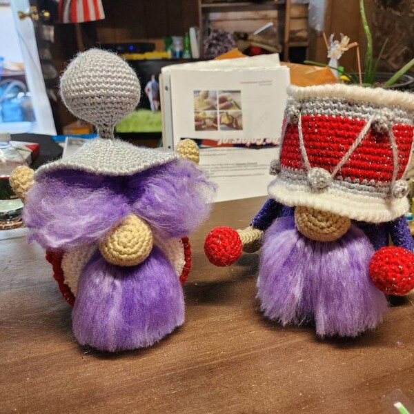 Crochet Drummer Gnomes Pattern, Amigurumi Drummer, Crochet Music Gnome ...