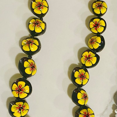 Hawaiian Koa Seed Lei Necklace Ipil Ipil Seed Lei BROWN Kukui Lei ...