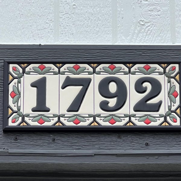 House Numbers Address Tiles Framed Set Custom Address Tiles Sign Hand ...