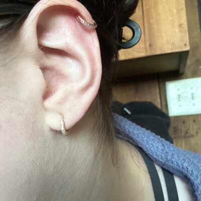 16G/18G/20G Paved Cartilage Conch Clicker Hoops CZ Hinged Clicker Hoops ...