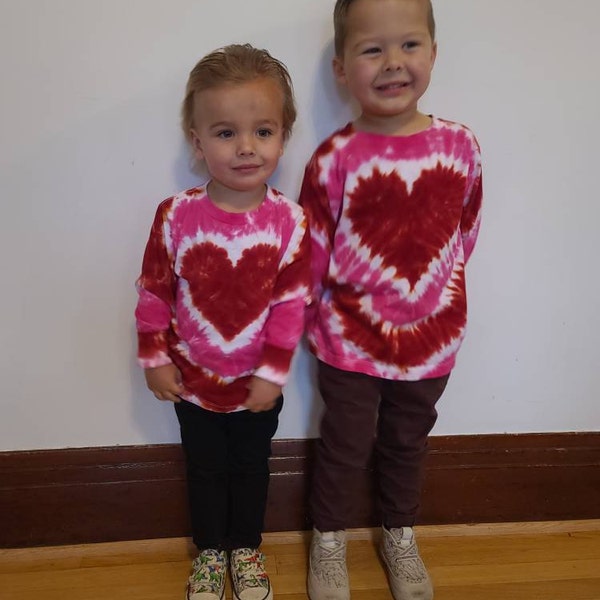 Kids, Toddler and Infant Red and Pink Heart Tie Dye, Valentines Day ...