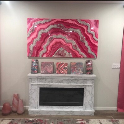 Geode Wall Picture, Wall Painting, Geode Wall, Emerald Gold Geode ...