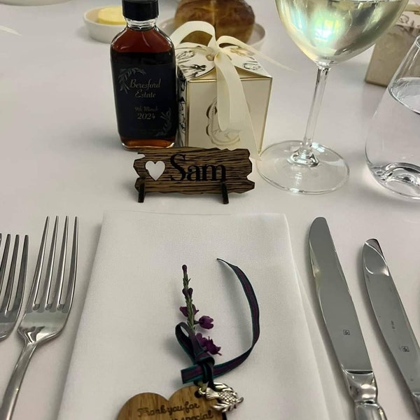 Wedding Place Cards With Heart, Old Wood Place Cards Wedding, Engraved ...