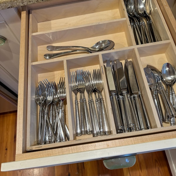 31 to 40 Inch Wide Drawer Insert, Custom Drawer Organizer, Wood Drawer ...