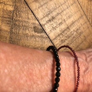 Sagenitic Quartz & Black Spinel Bracelet Dainty Beaded - Etsy