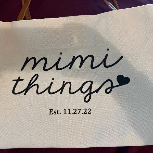 Mimi Things Tote Bag -grandma Gift Personalized Mothers Day Gift for ...