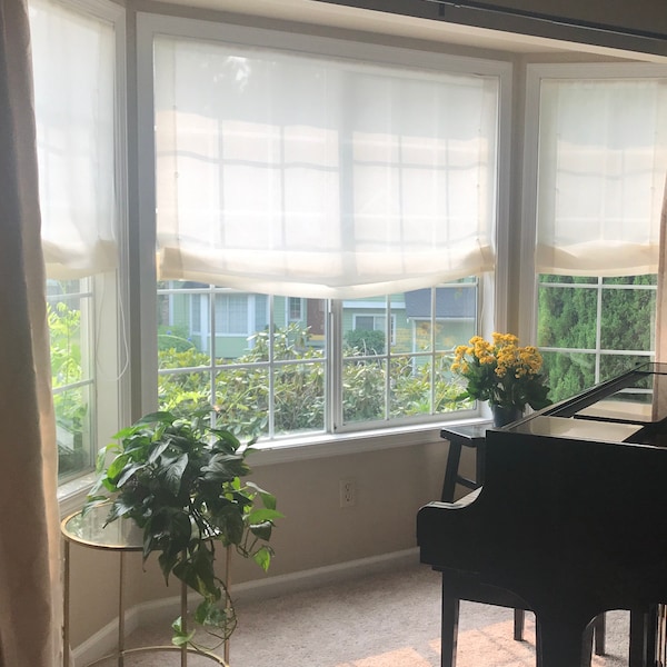 Relaxed Roman Shade, Sheer Shade Lucky Earth, Available in Different ...