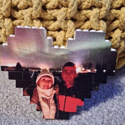 Medium Heart Photo Block Made From, LEGO® Bricks, Personalised, WHITE ...