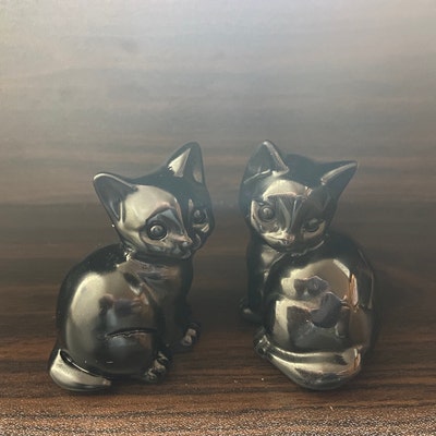 A Pair Natural Obsidian Cat,quartz Crystal Cat,crystal Energy,crystal ...