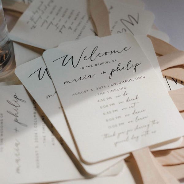 Simple Wedding Menu Cards Printed Wedding Menus Menus for Reception ...