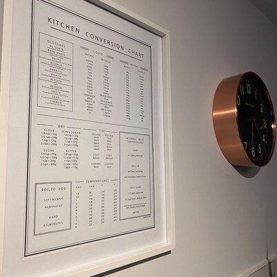 Kitchen Conversion Chart Print // Kitchen Temperature & Weight Guide ...