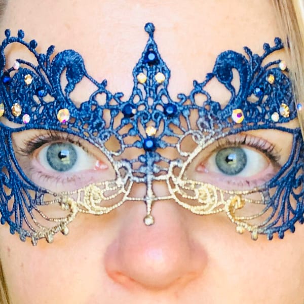 Masquerade Mask Women Blue Turquoise Teal Navy, Masquerade Ball, Ocean ...