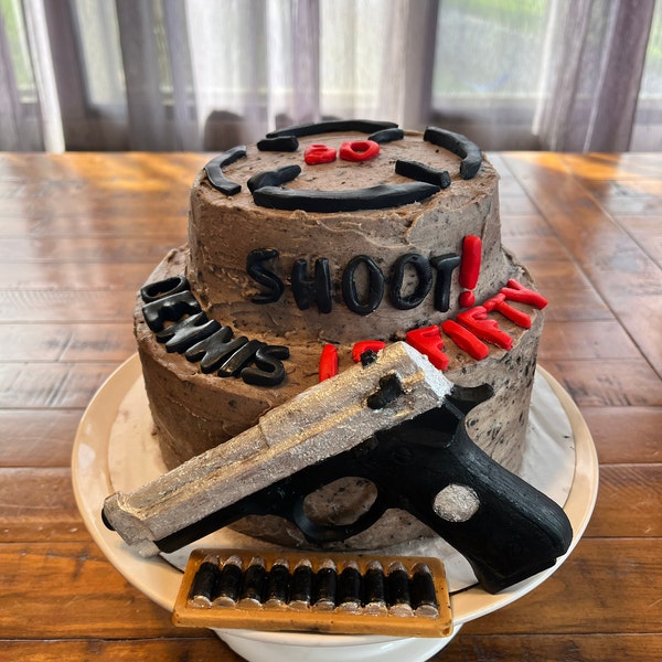 GUN MOLD, Gun & Bullets Chocolate Mold, Soap Mold, Hunter Theme Cake ...