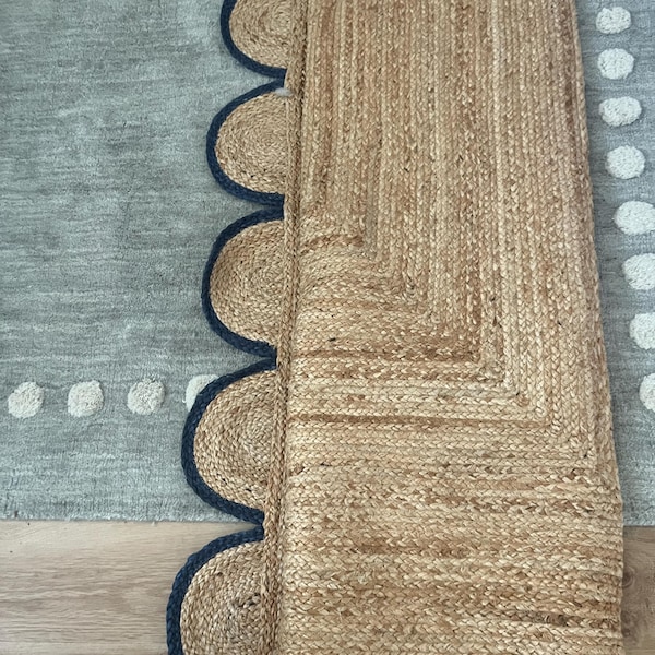 Scalloped Jute Rug, Every Color Scallop Rug, Natural Jute Area Rug ...