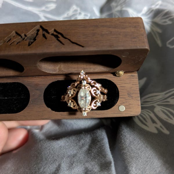 Cottagecore Vine Leaf Heart Cut Morganite Engagement Ring Set, Natural ...