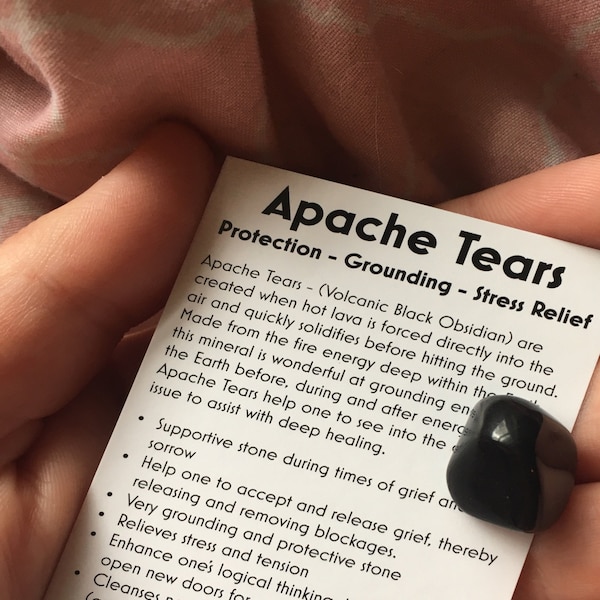 Apache Tears Tumbled Stone - Tumbled Apache Tears Crystal - Volcanic ...