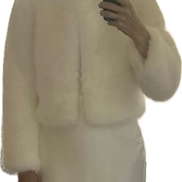 Ivory Faux Fur Coat, Ivory Fur Jacket, Bridal Fur Coat, Faux Fur Bolero ...