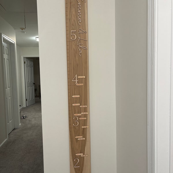 Natural Growth Chart Ruler 3D, Wooden Measuring Stick for Kids, Giant ...