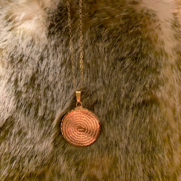 Large Gold Medallion Script Pendant Necklace, Father Prayer Pendant ...