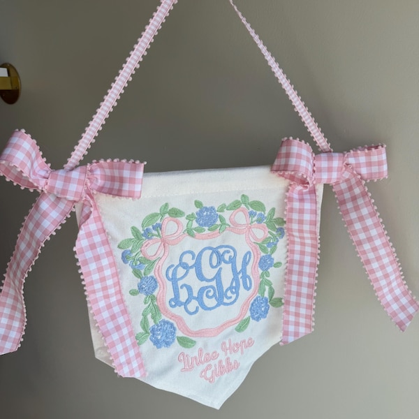 Preppy Crest Grandmillennial Embroidery Design, Digital Embroidery ...