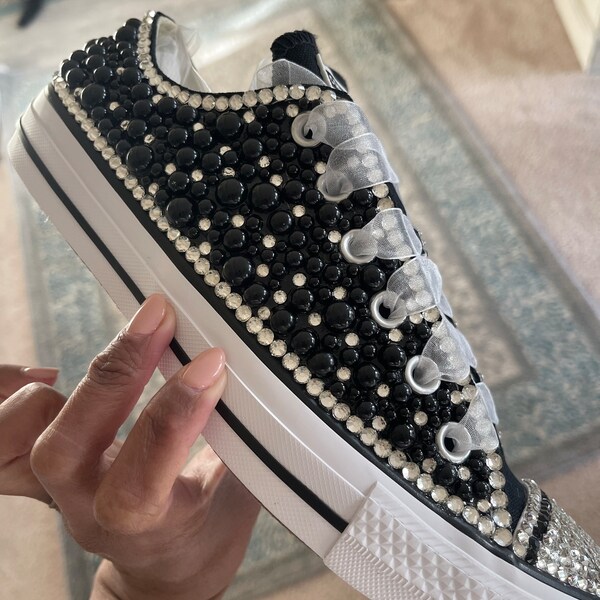 Breast Cancer Awareness Bling Converse - Etsy