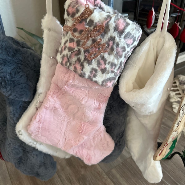 Pink Leopard Christmas Stocking, Personalized Christmas Stocking, Baby ...