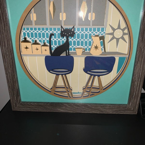 Boho Cat Kitchen Shadow Box Svg, Mid Century Modern Shadow Box Svg ...