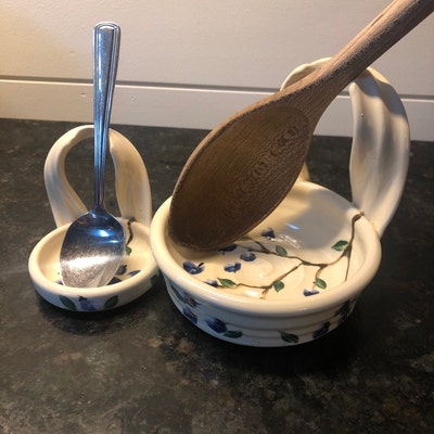 Ceramic Upright Spoon Rest, Handmade Pottery Standing Spoon Holder ...