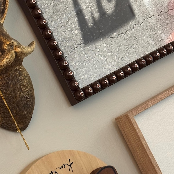 Hand Painted Brown Bobbin Picture Frame With Daisies | Made to Order - Etsy