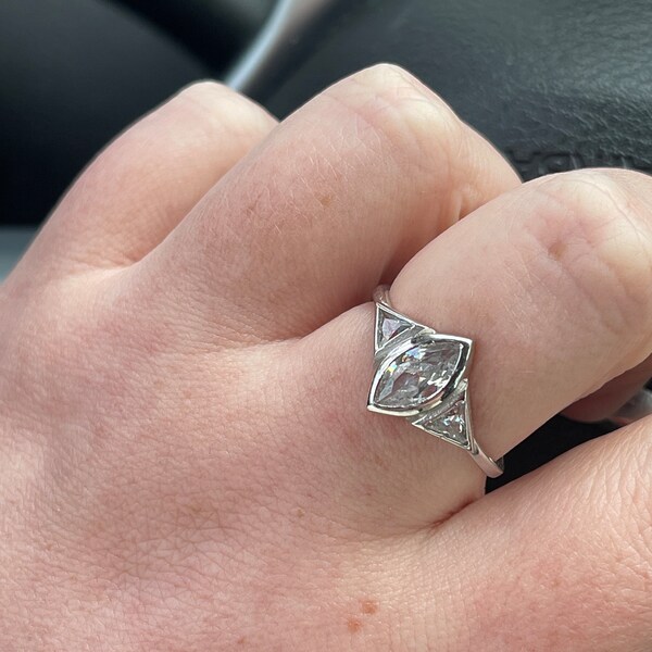 Triangle Ring / Diamond Ring / Trillion Rng / Gold Ring / Rose Gold ...