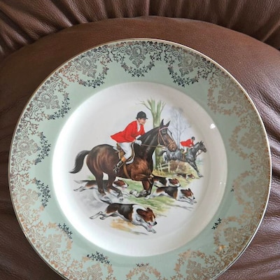 Display Cabinet Cobalt Dinner Plates Pair Caverswall Fine English China ...